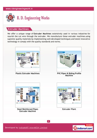 R. D. Engineering Works, Delhi, Plastic Extruder Machines | PDF