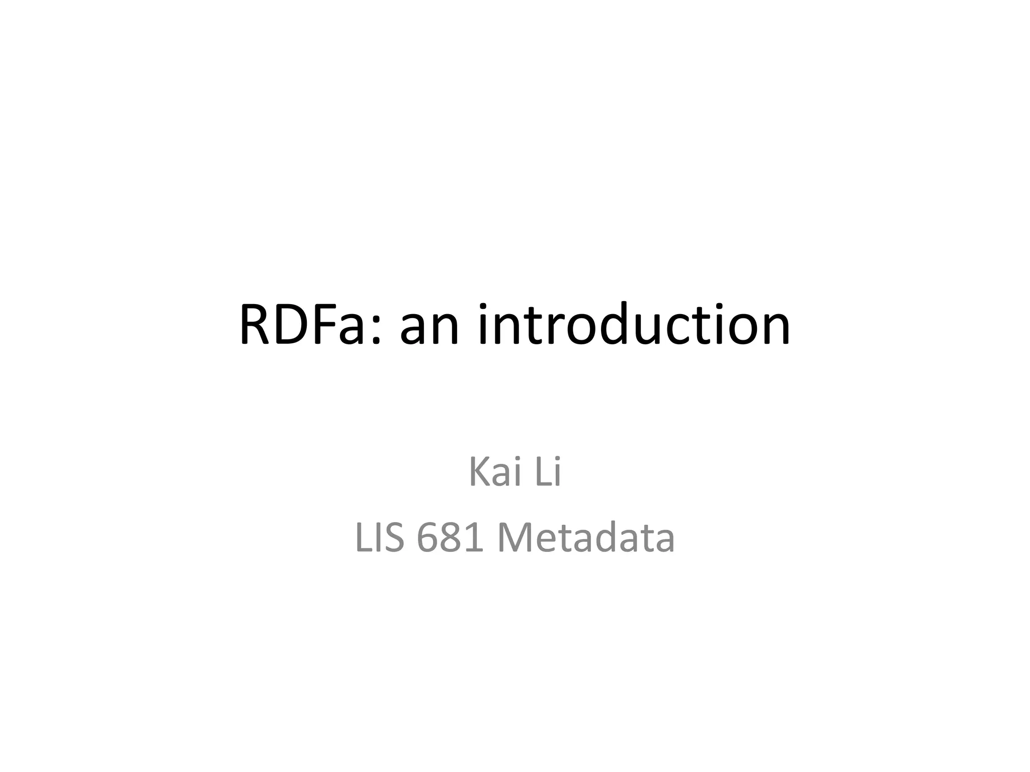 RDFa: an introduction | PPT