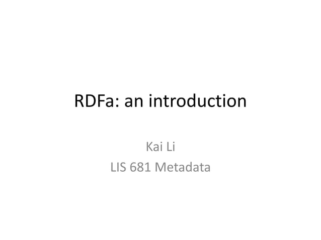 RDFa: an introduction | PPTX