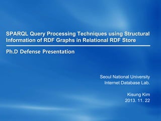 SPARQL and RDF query optimization | PPT