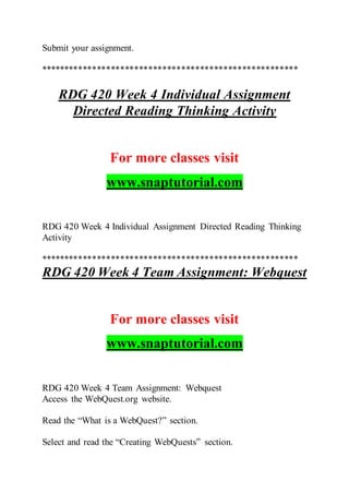 Rdg 420 Education Redefined-snaptutorial.com
