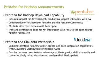 Pentaho - Jake Cornelius - Hadoop World 2010 | PPT