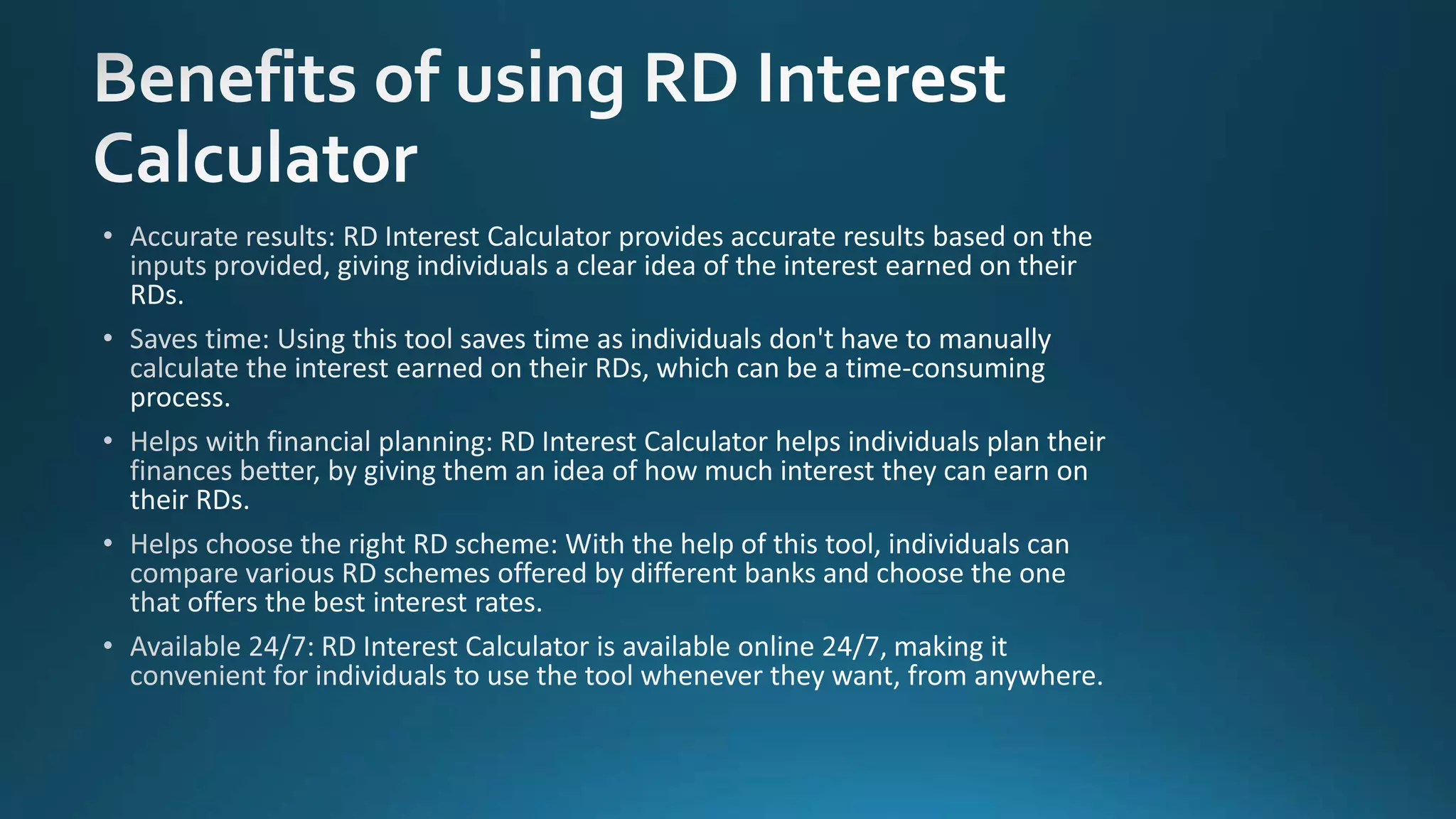 know what is RD interest calculator | PPTX