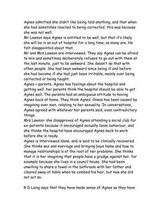 R D Laing Sanity Madness and the Family notes on chapter 11 | PDF