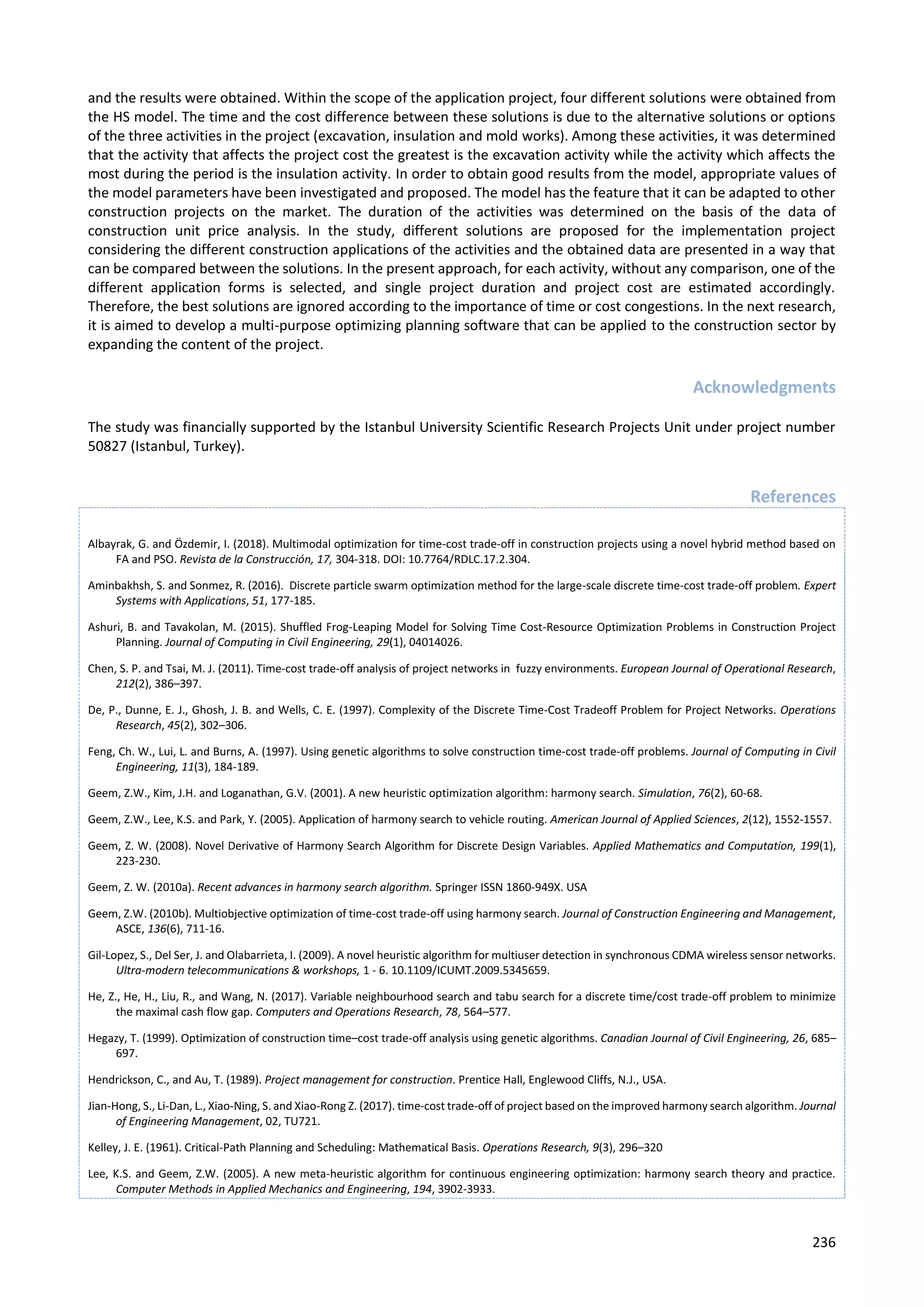 Time-cost optimization using harmony search algorithm in construction projects | PDF