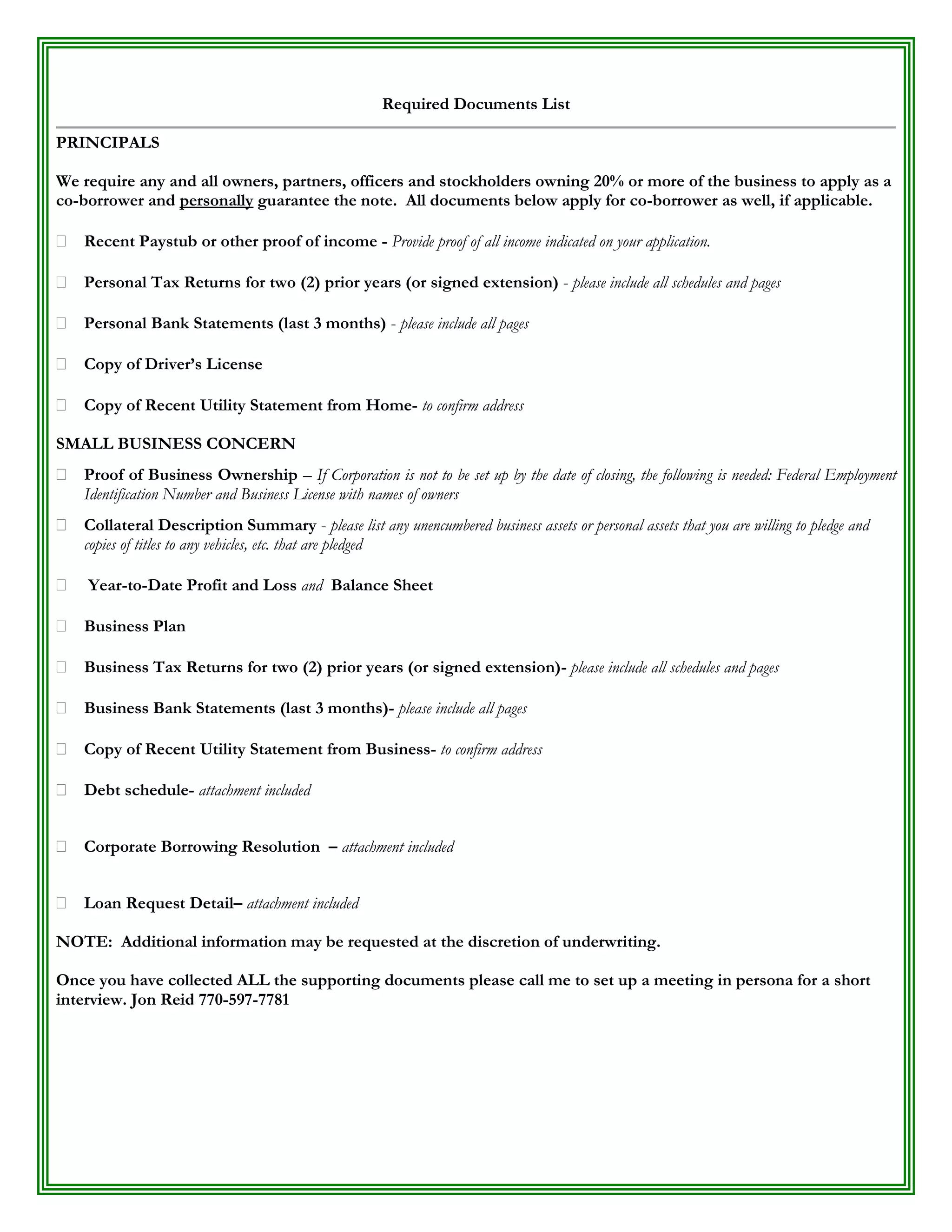 Required loan documents | PDF | Personal Loans | Personal Debt