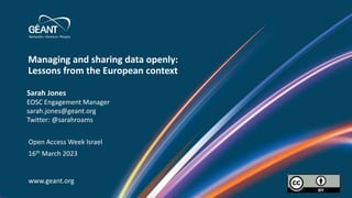 Managing and sharing data: lessons from the European context | PPT