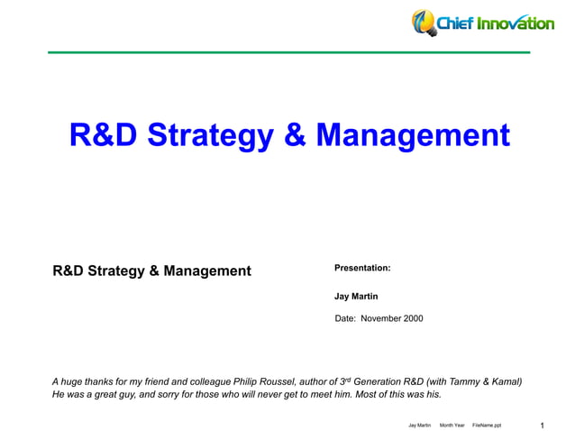 R&D Research & Development Strategy & Management | PDF