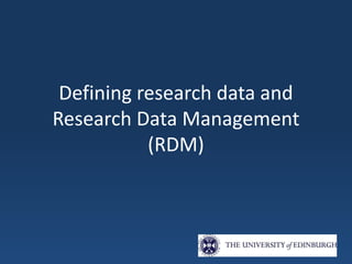 Research Data Management: Why is it important? | PPTX