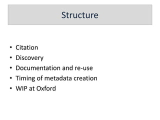 A brief overview of metadata for datasets | PDF