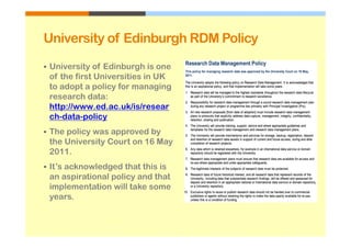 RDM programme @ Edinburgh an institutional approach | PPT