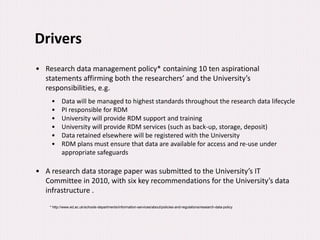 Research Data Management Roadmap@Edinburgh | PPTX | Data Storage and ...
