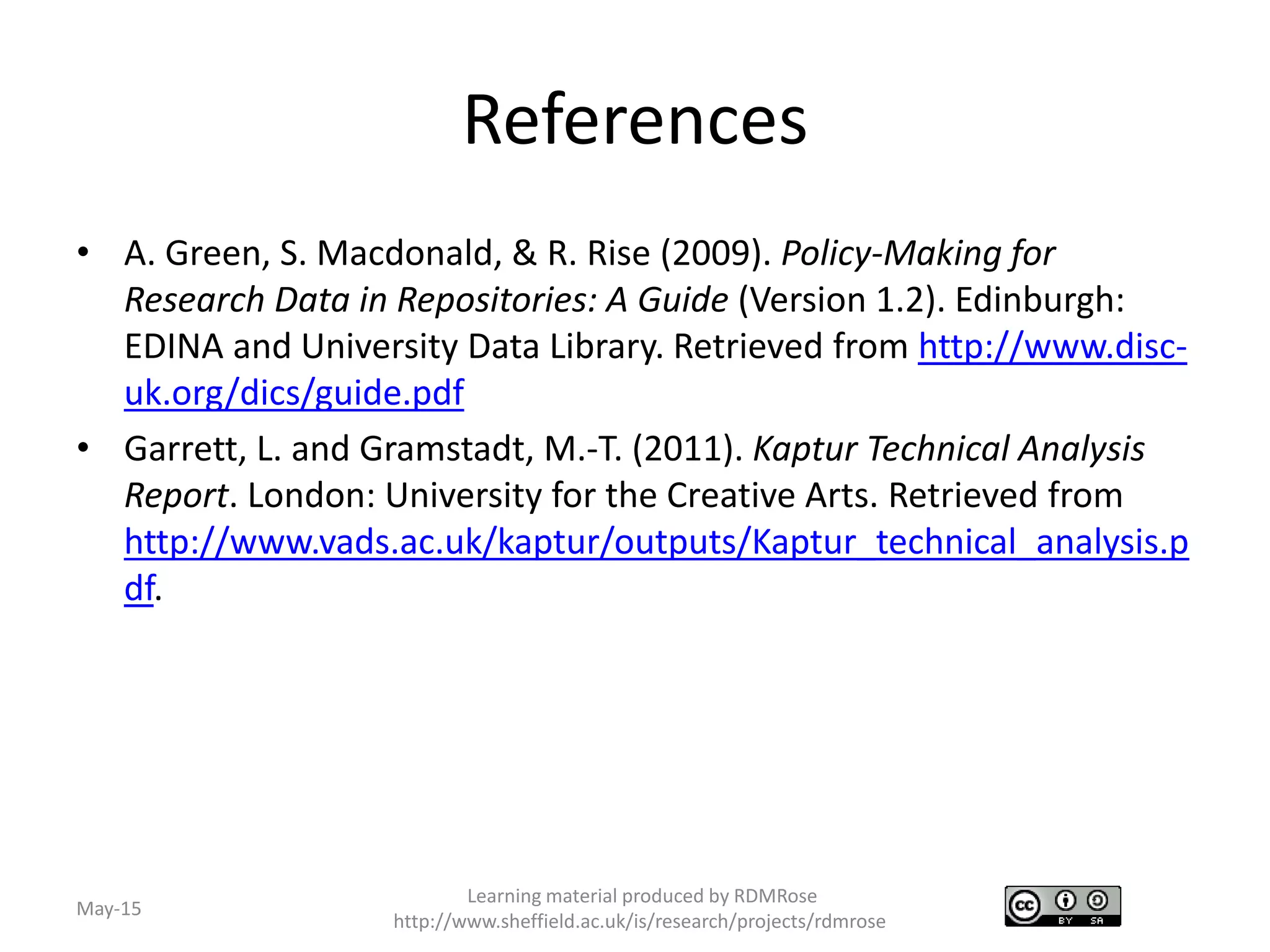 RDMRose 2.3 Institutional data repository policies | PPTX