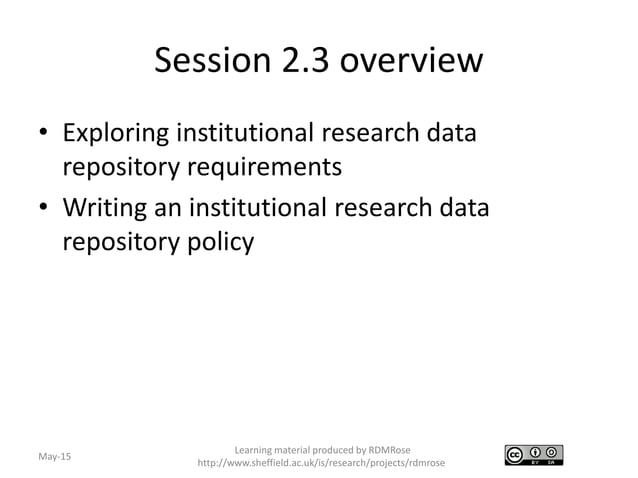 RDMRose 2.3 Institutional data repository policies | PPTX