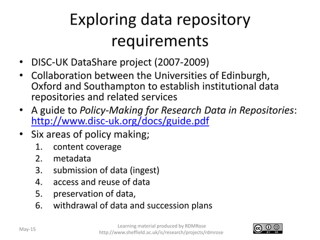 RDMRose 2.3 Institutional data repository policies | PPTX