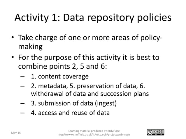 RDMRose 2.3 Institutional data repository policies | PPTX