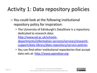 RDMRose 2.3 Institutional data repository policies | PPTX