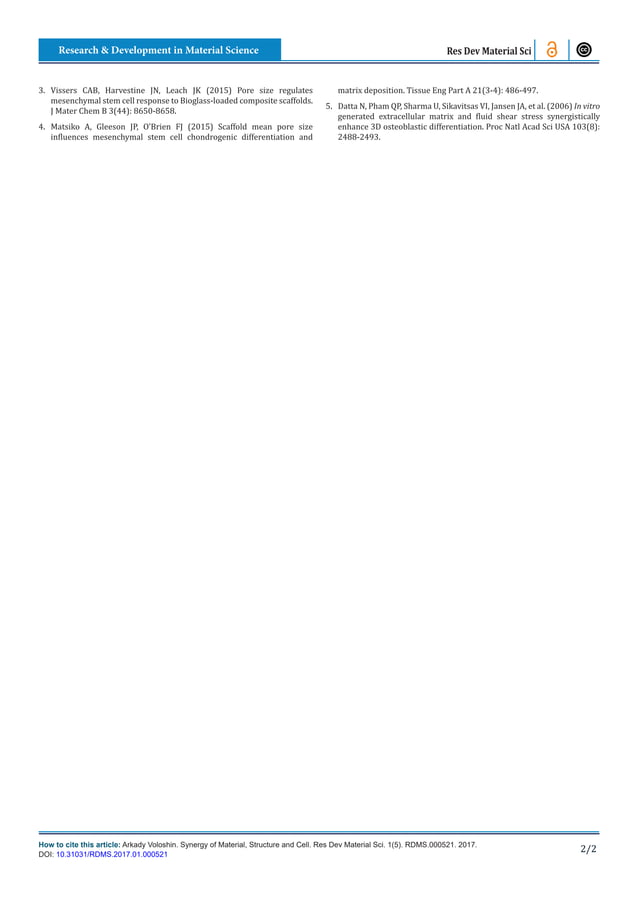 Synergy of Material, Structure and Cell -Crimson Publishers | PDF