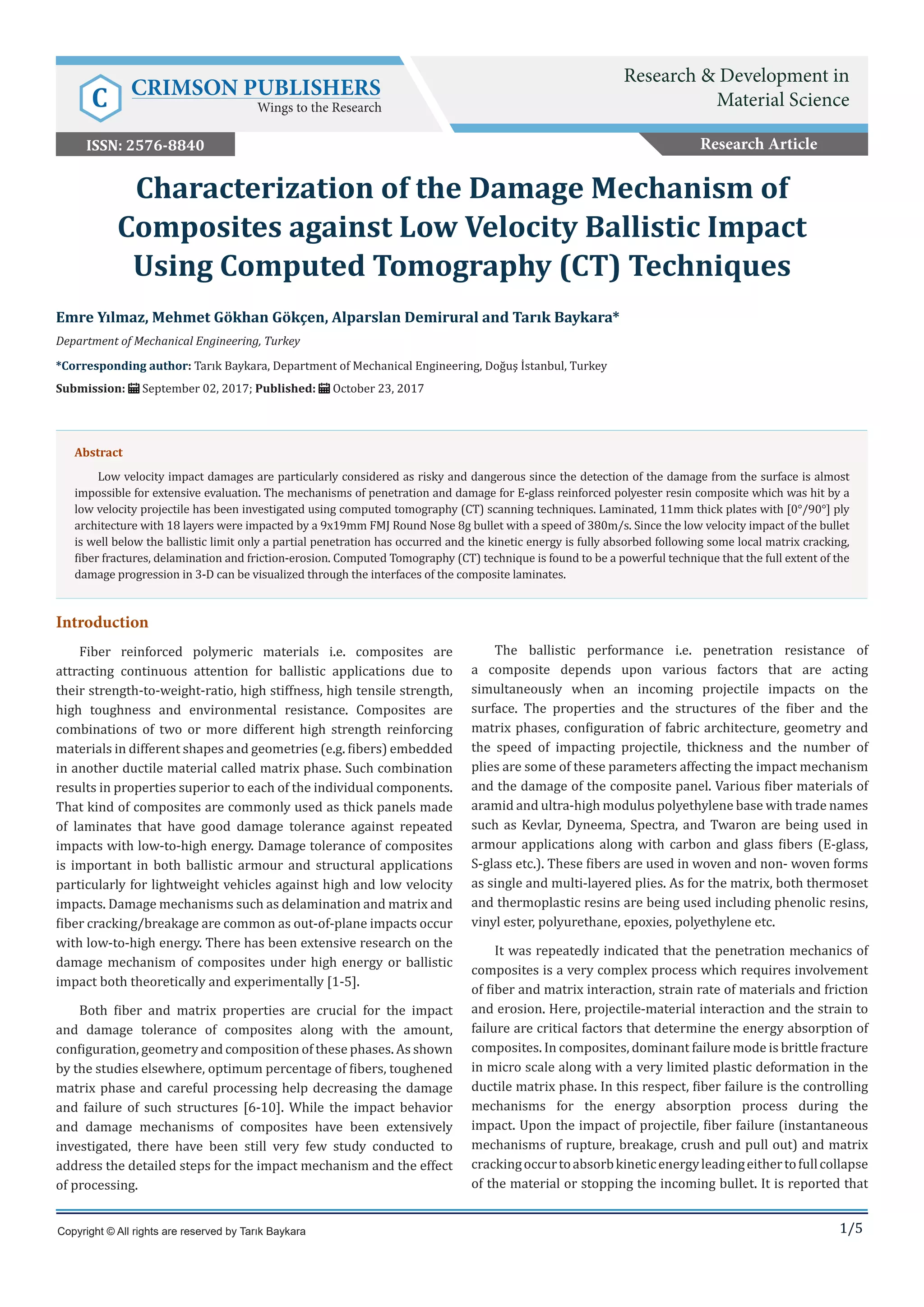 Characterization of the Damage Mechanism of Composites against Low ...