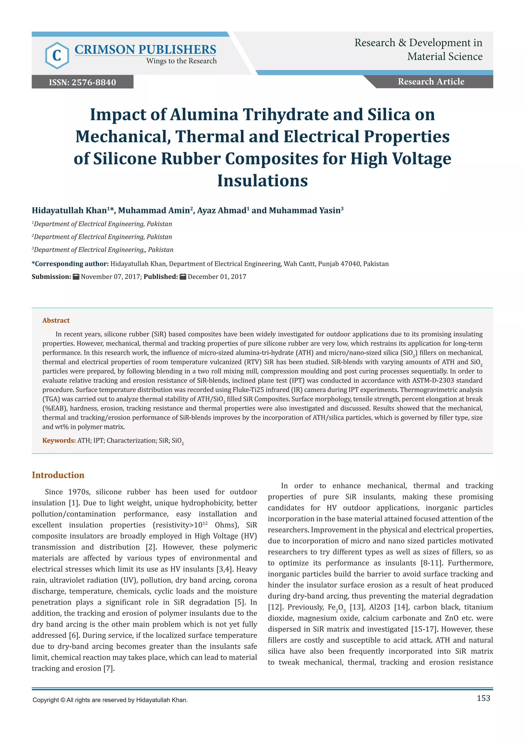 Impact of Alumina Trihydrate and Silica on Mechanical, Thermal and ...