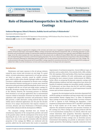 Role of Diamond Nanoparticles in Ni Based Protective Coatings-Crimson ...