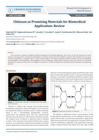 Chitosan as Promising Materials for Biomedical Application: Review -Crimson Publishers | PDF