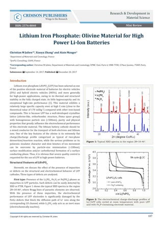 Lithium Iron Phosphate: Olivine Material for High Power Li-Ion Batteries - Crimson Publishers | PDF