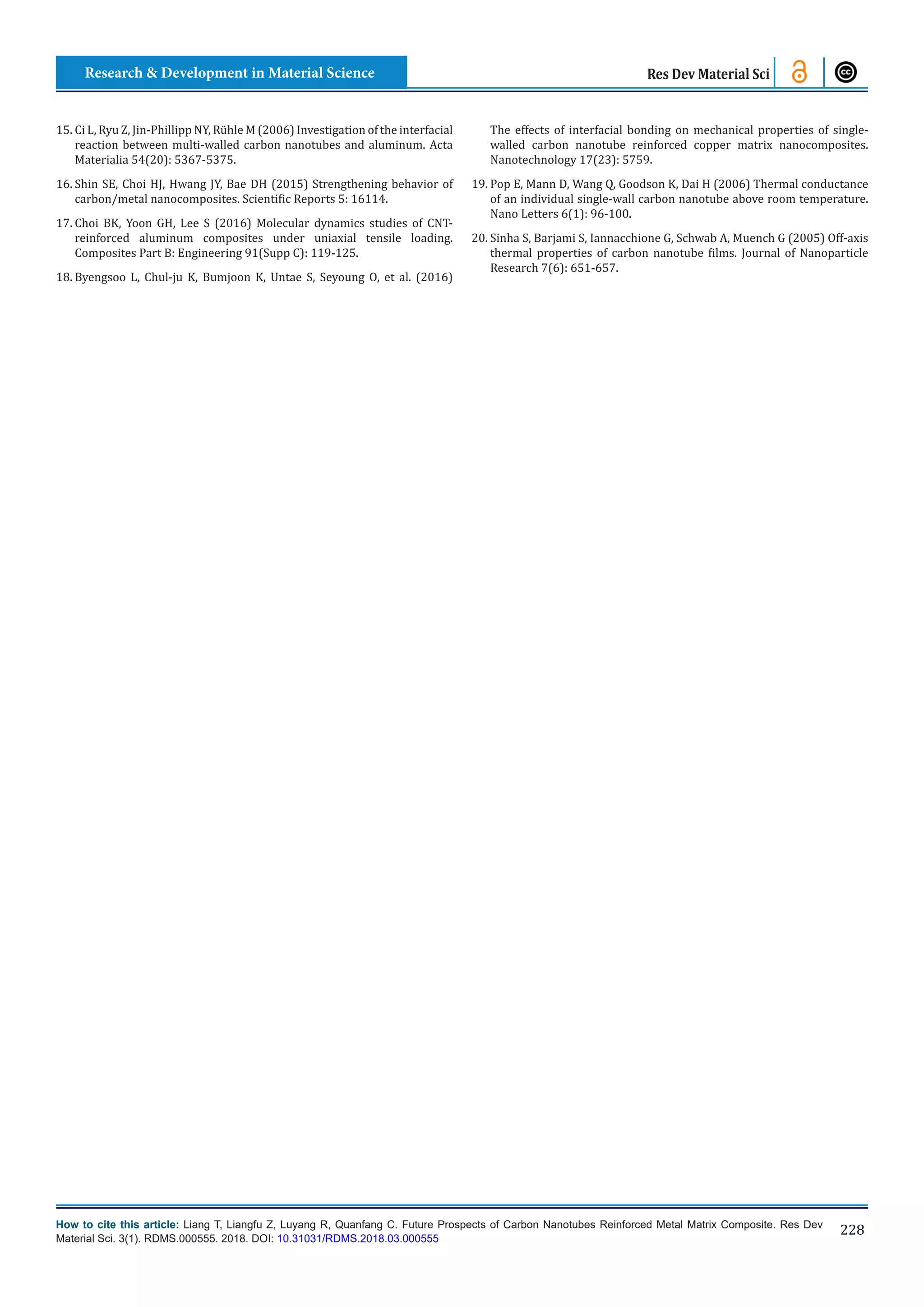 Future Prospects of Carbon Nanotubes Reinforced Metal Matrix Composite_Crimson Publishers | PDF