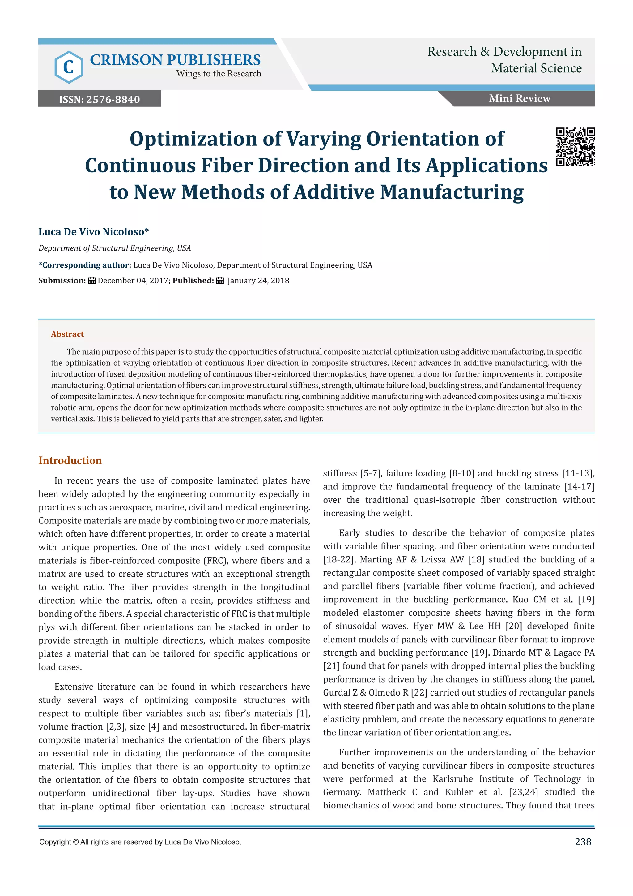 Optimization Of Varying Orientation Of Continuous Fiber Direction And Its Applications To New