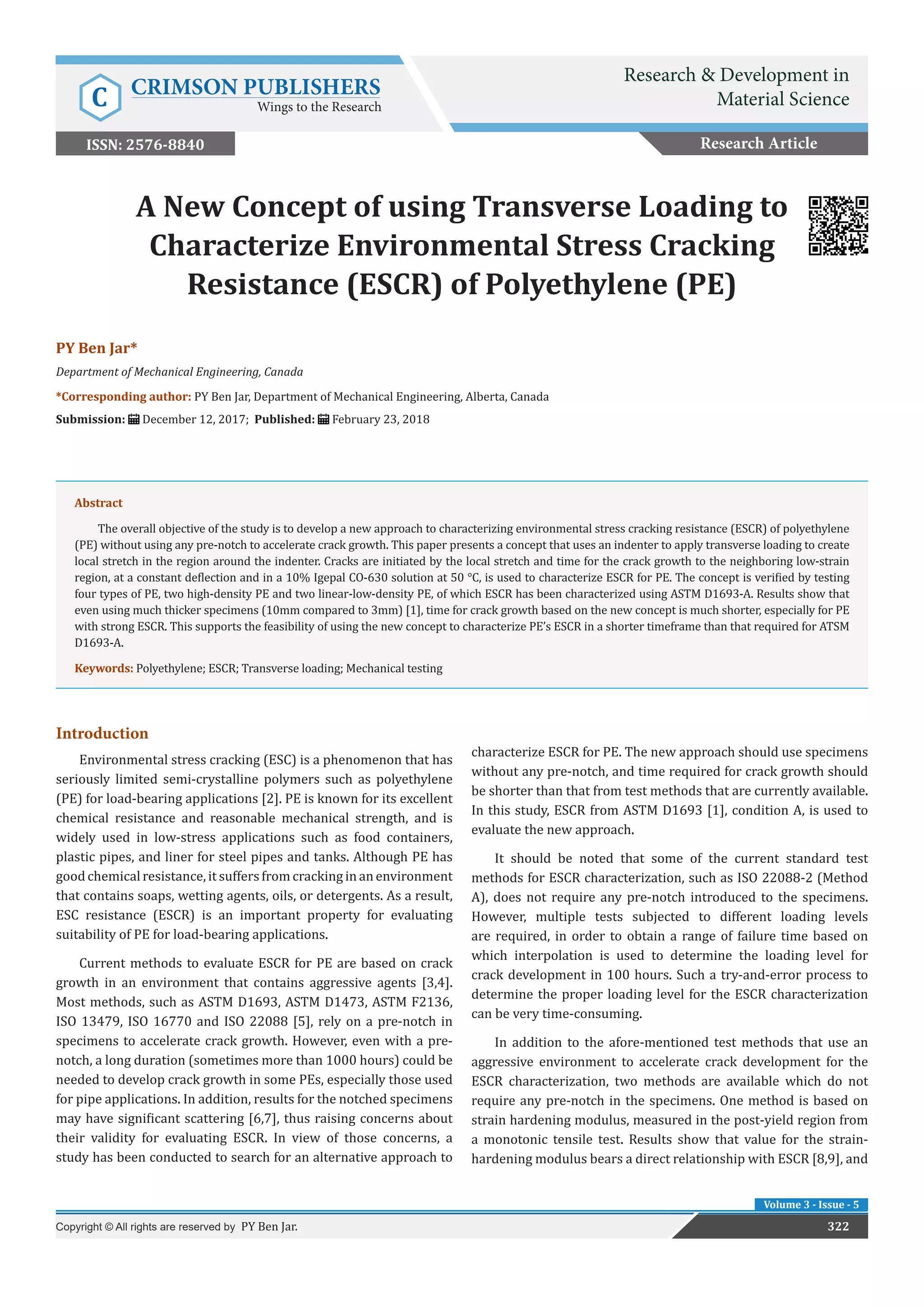 A New Concept of using Transverse Loading to Characterize Environmental ...