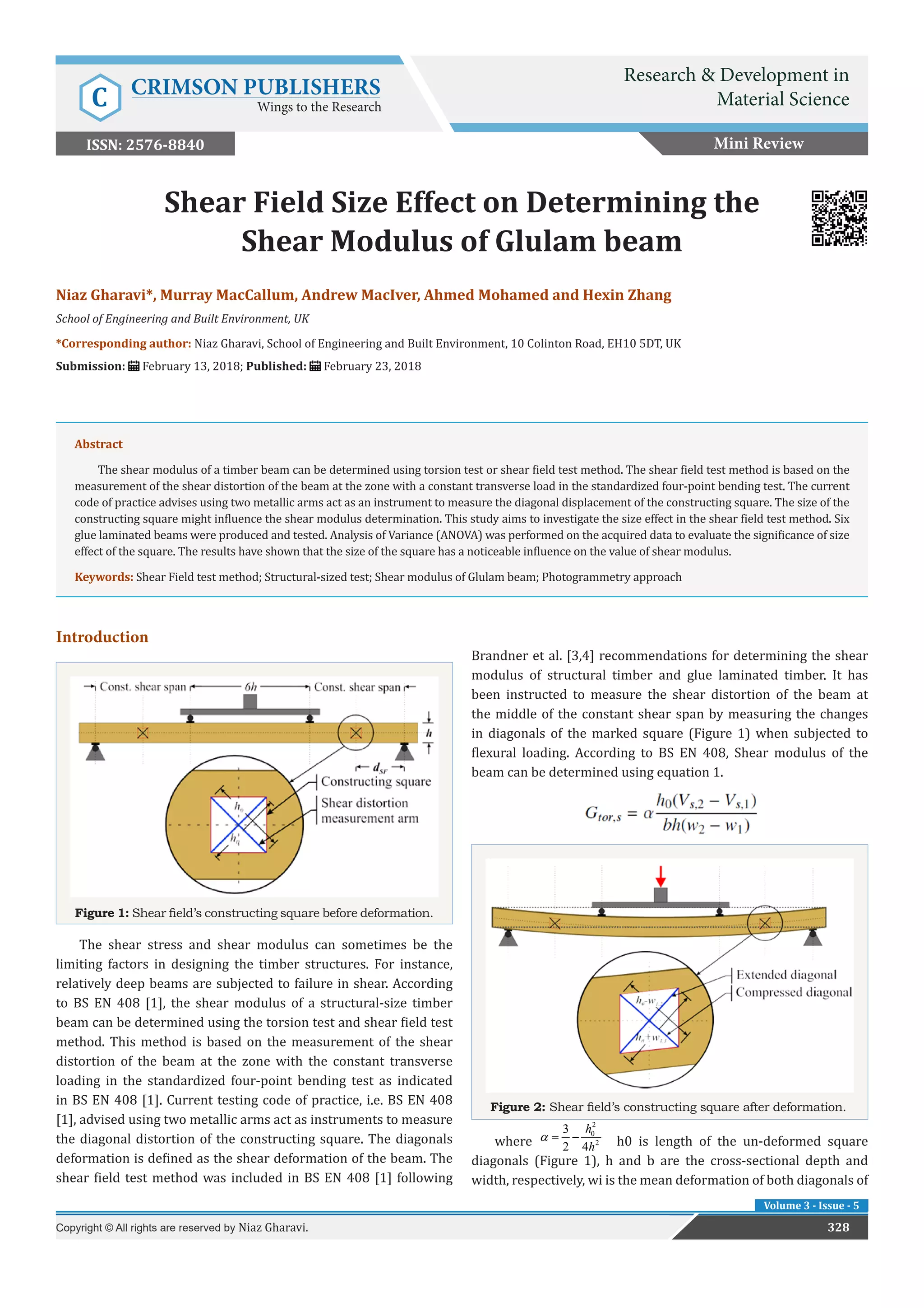 Shear Field Size Effect on Determining the Shear Modulus of Glulam beam ...