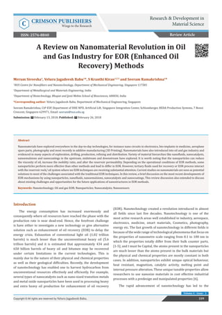 A Review on Nanomaterial Revolution in Oil and Gas Industry for EOR ...