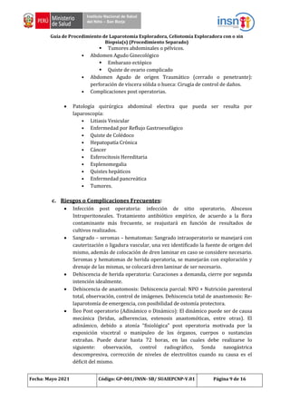 RD N° 000115-2021-DG-INSNSB GUIA DE PROCEDIMIENTO DE LAPAROTOMIA ...