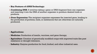 rDNA Technology, Oligonucleotide therapy and Principle of RNA & DNA ...