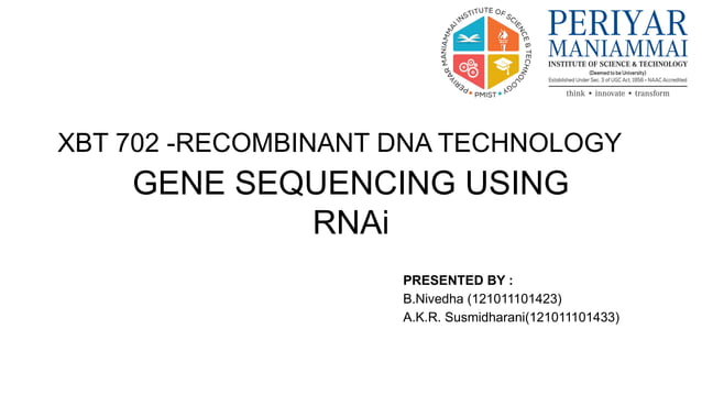 Gene sequencing using RNAi, definition,types | PPT