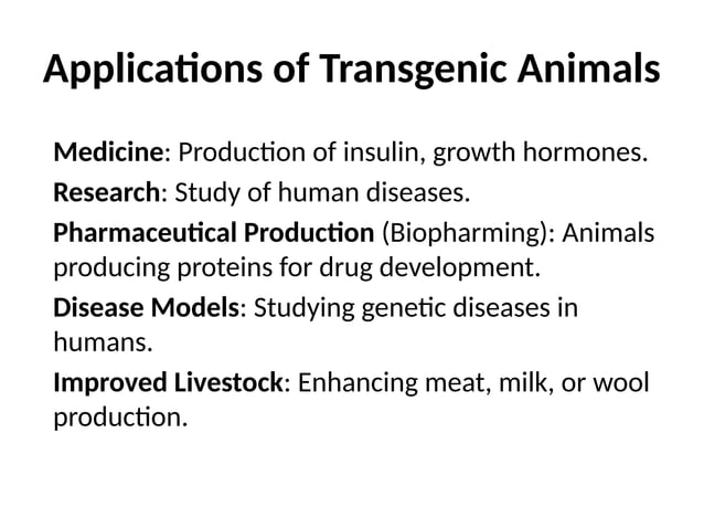 Transgenic animals and plants in rdna technology | PPT