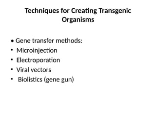 Transgenic animals and plants in rdna technology | PPT