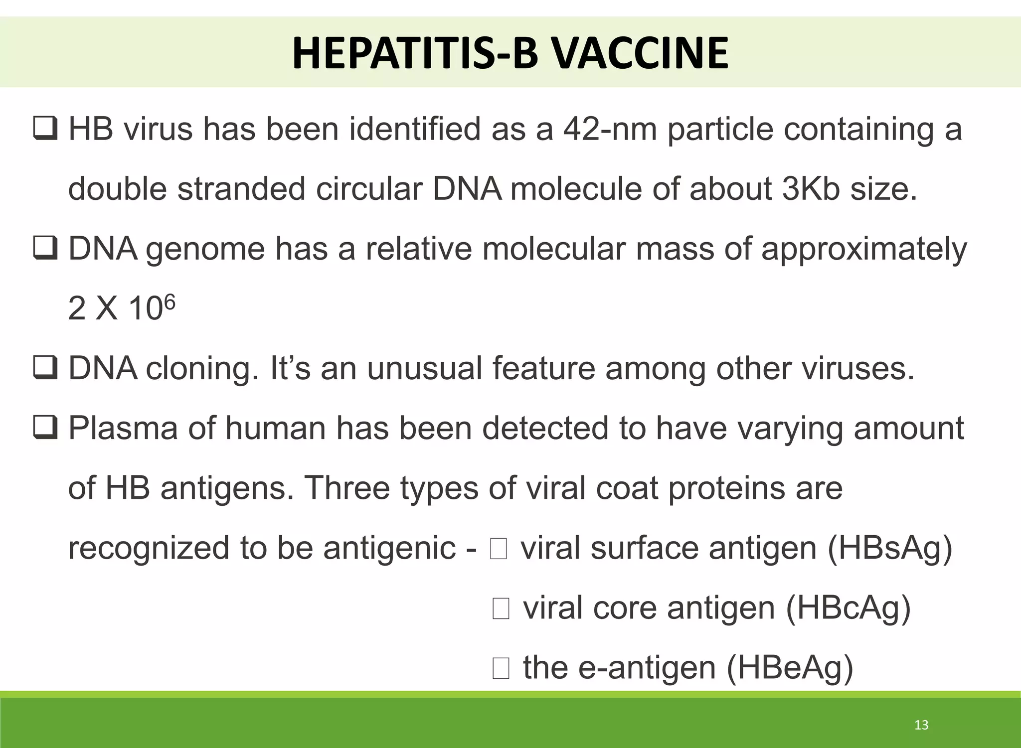 Application of rDNA technology to produce Interferon, Hepatitis-B ...