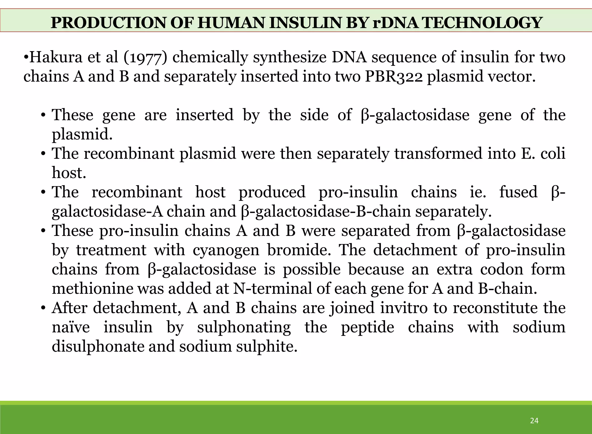 Application of rDNA technology to produce Interferon, Hepatitis-B ...