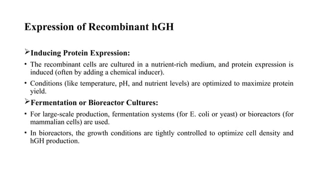 production of recombinant human growth factor | PPTX