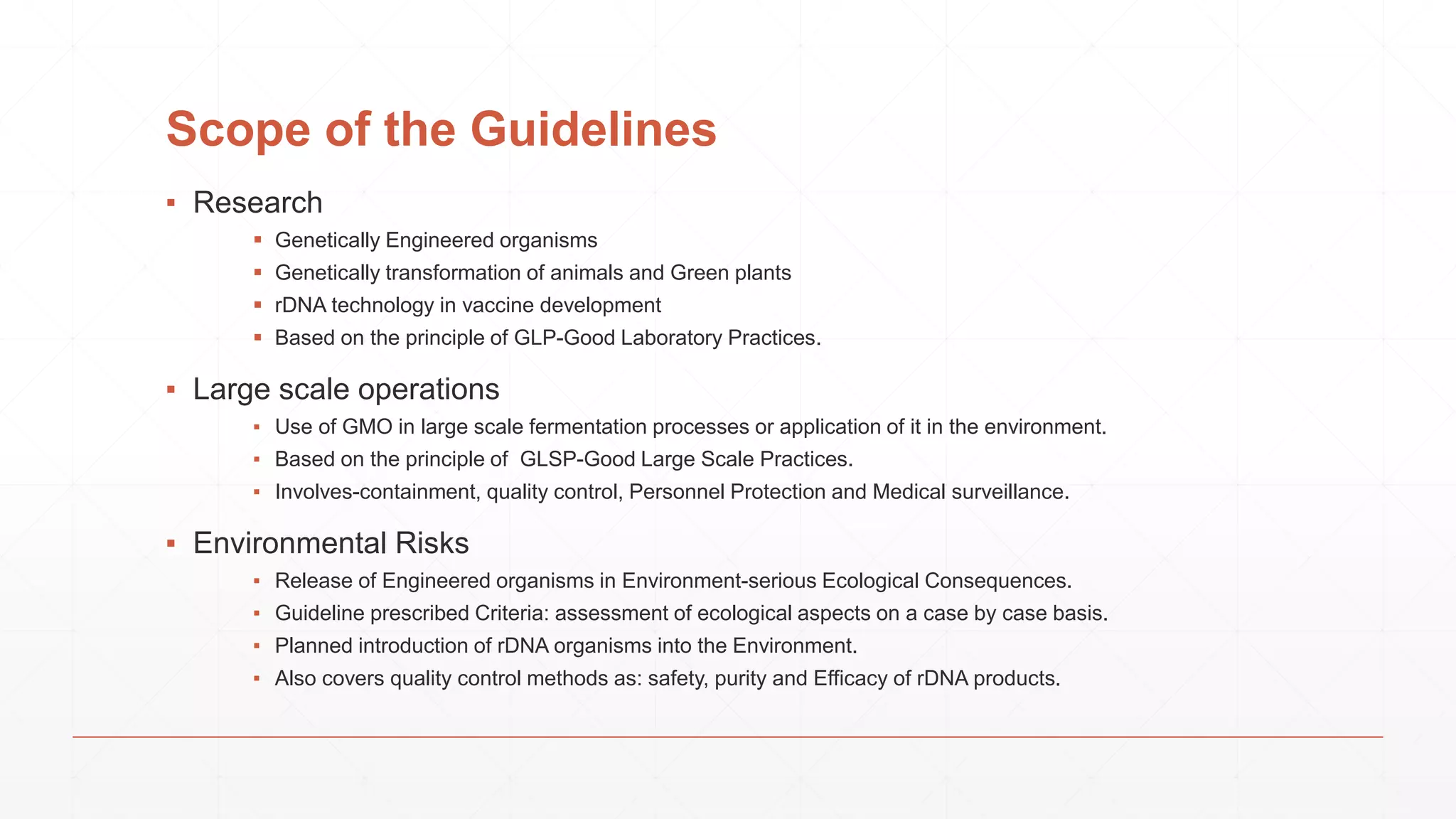 rDNA Technology-Biosafety Regulations and Guidelines | PPTX
