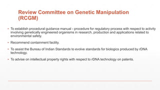rDNA Technology-Biosafety Regulations and Guidelines | PPTX