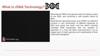 rDNA Technology-Biosafety Regulations and Guidelines | PPTX