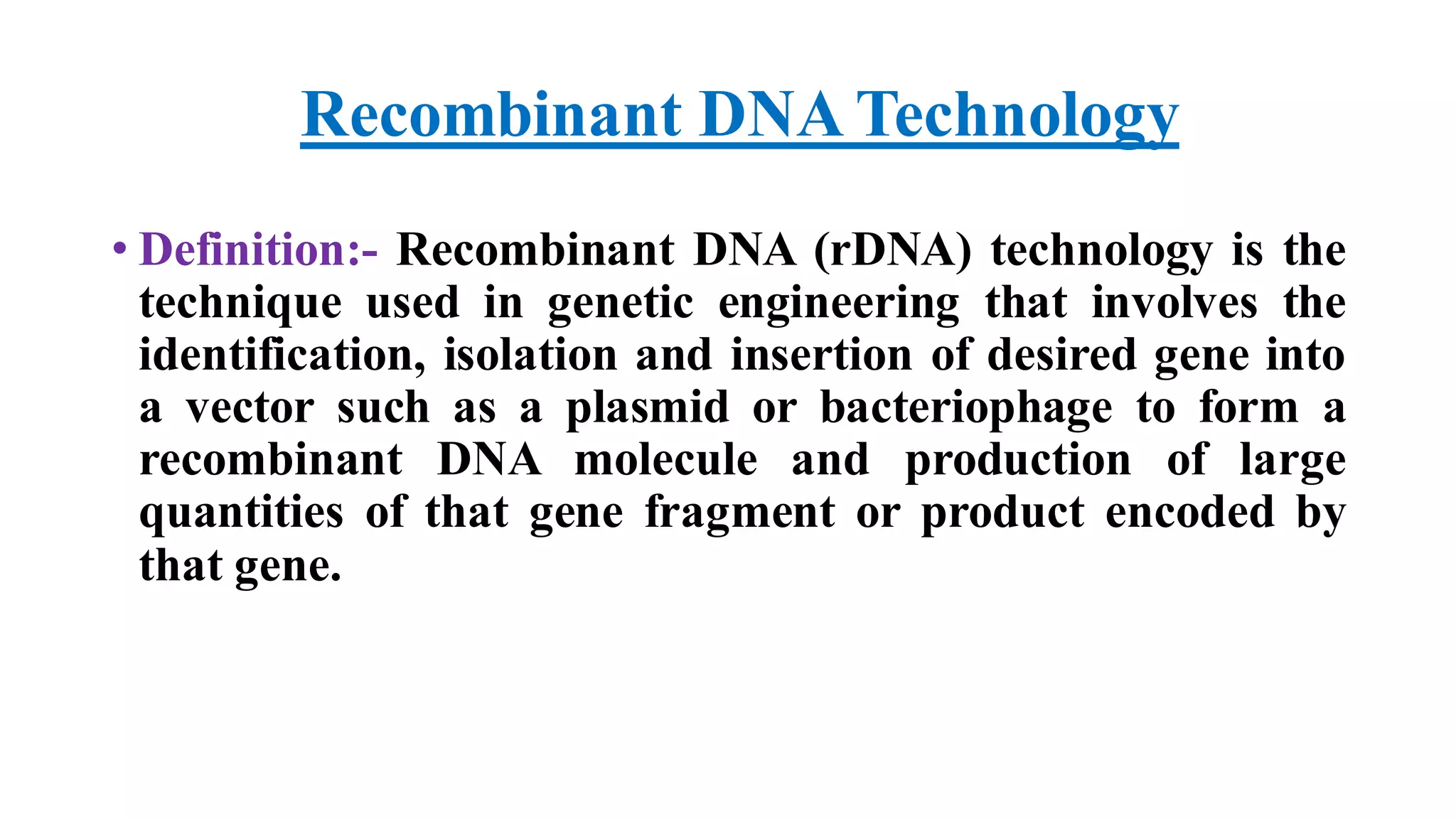 Recombinant DNA Technology & Gene Therapy | PDF