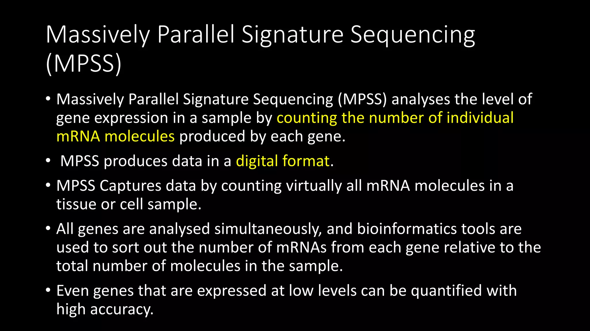 Massively Parallel Signature Sequencing (MPSS) | PPTX