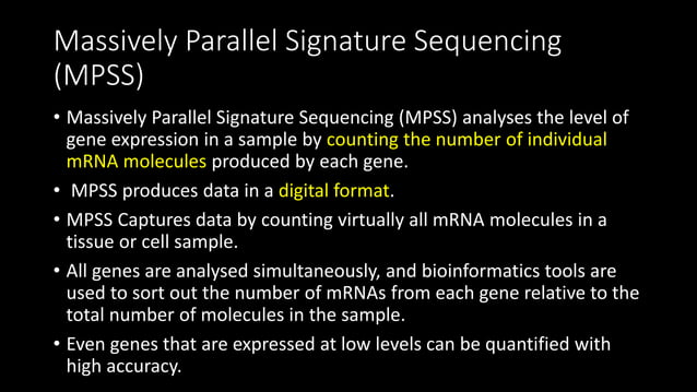 Massively Parallel Signature Sequencing (MPSS) | PPTX | Chemistry | Science