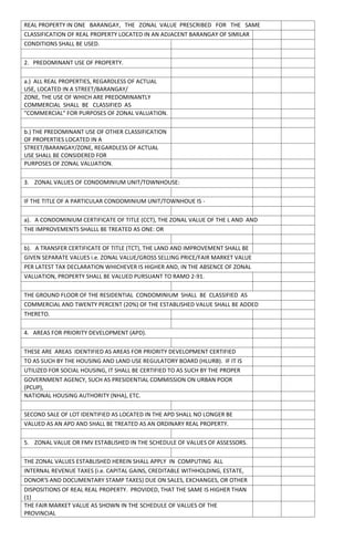 RDO no. 8 Baguio City BIR Zonal Value | PDF