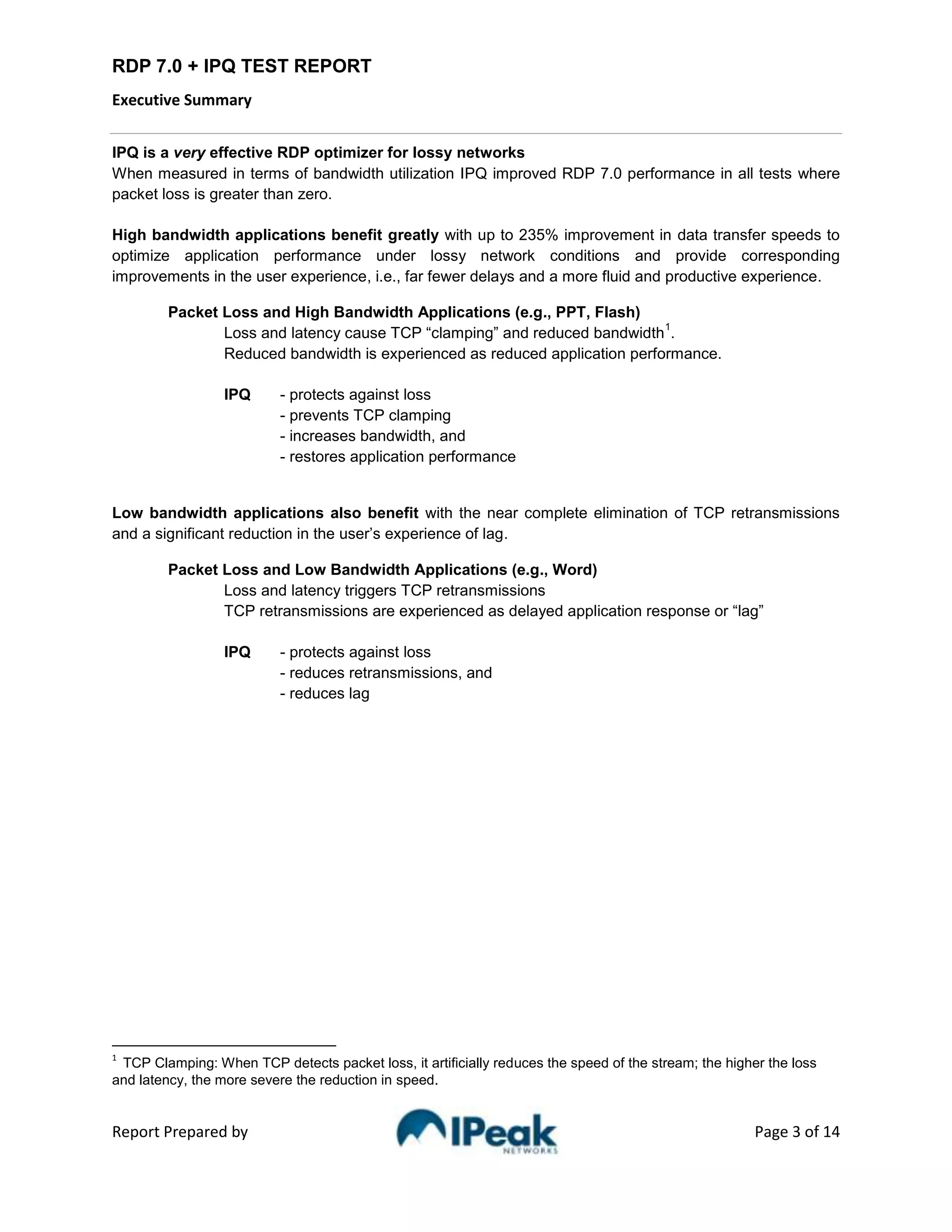 IPQ and RDP Test Report | PDF