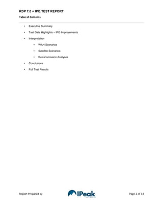 IPQ and RDP Test Report | PDF