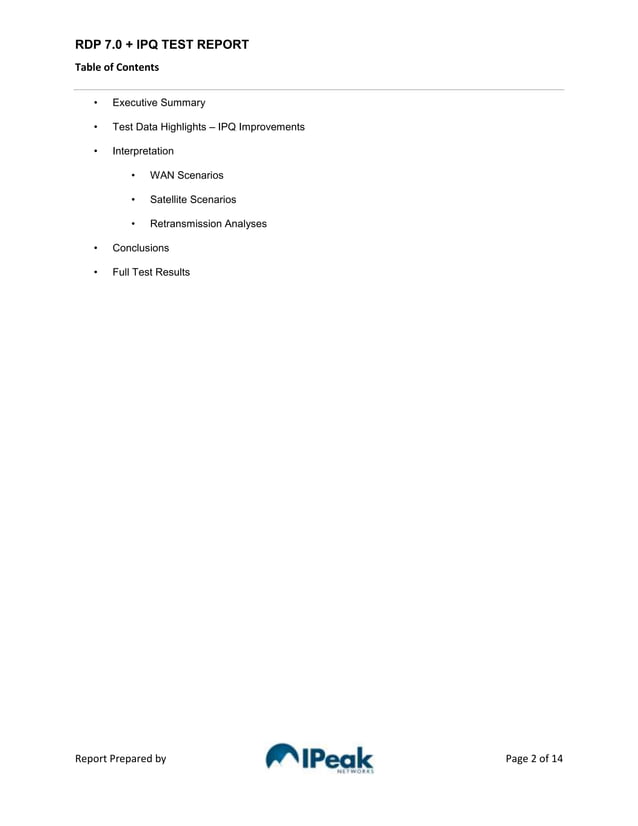 IPQ and RDP Test Report | PDF